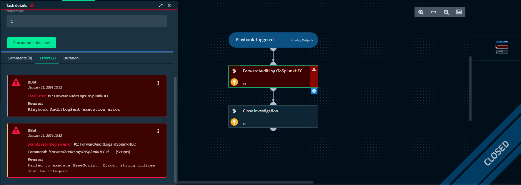 LIVEcommunity - We are having an error in the ForwardAuditLogsToSplunkHEC: Reason: Failed to ...